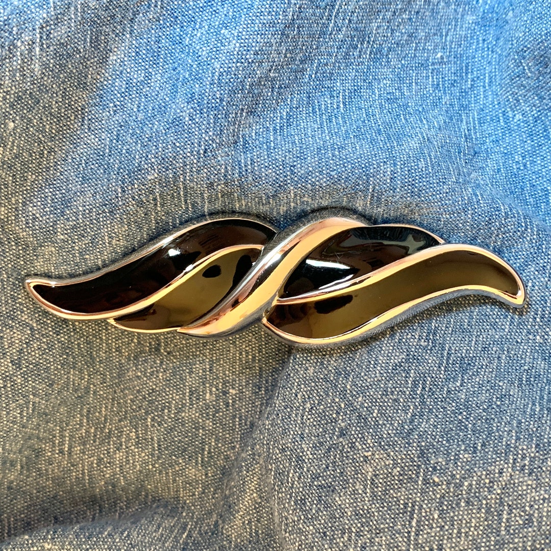 Twisted Pin, Napier Vintage Brooch, Black and Silver - Etsy