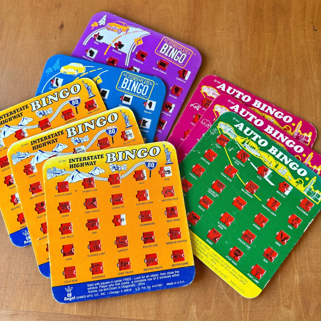Vintage Auto Bingo Slider Cards, Family Fun Car Travel Games, 90s - Etsy