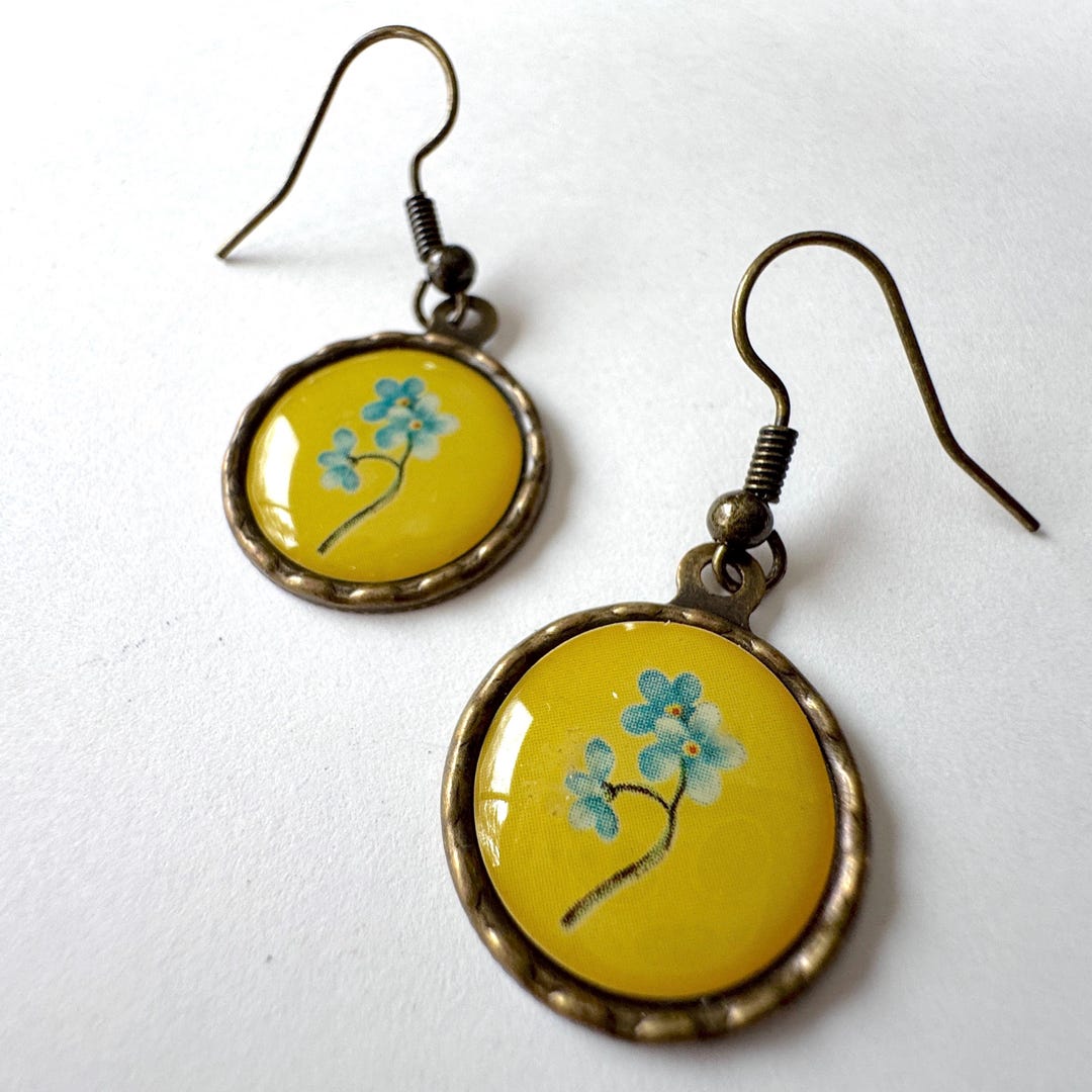 Blue Posey Charm Earrings - Etsy