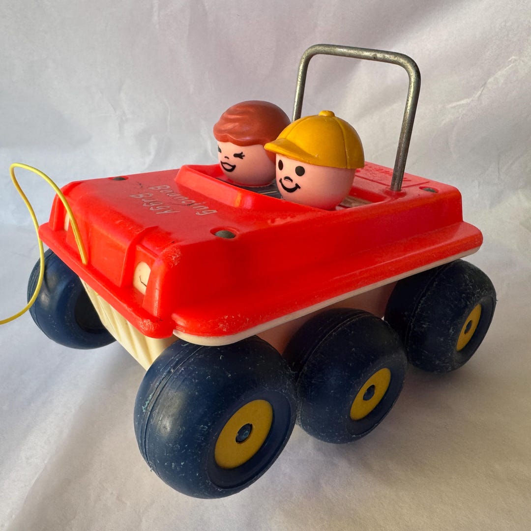 Vintage Fisher Price Bouncing Buggy, Pull Toy Car 70s - Etsy