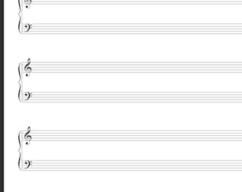Staff Paper: Grand Staff, Treble Clef, Bass Clef (letter Sized 8.5x11 ...