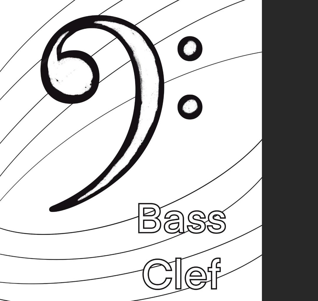 Bass Clef and Treble Clef Coloring Pages - Printable - Etsy