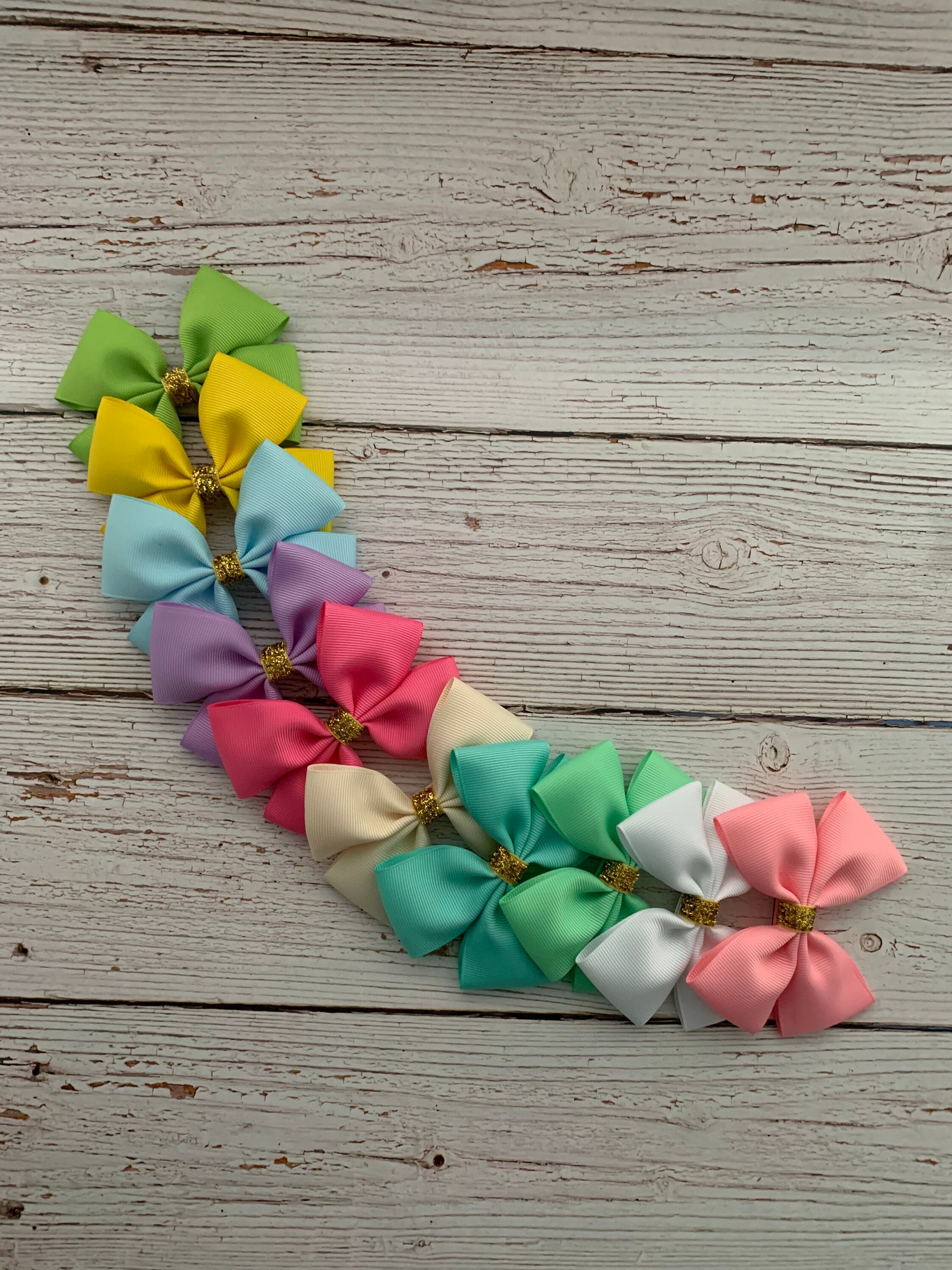 Solid Colour Hair Bow Basic Hair Bow Hair Bows with Gold | Etsy