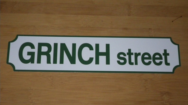 Aluminium Metal Panoramic Grinch Inspired Street Sign - Grinch Street ...