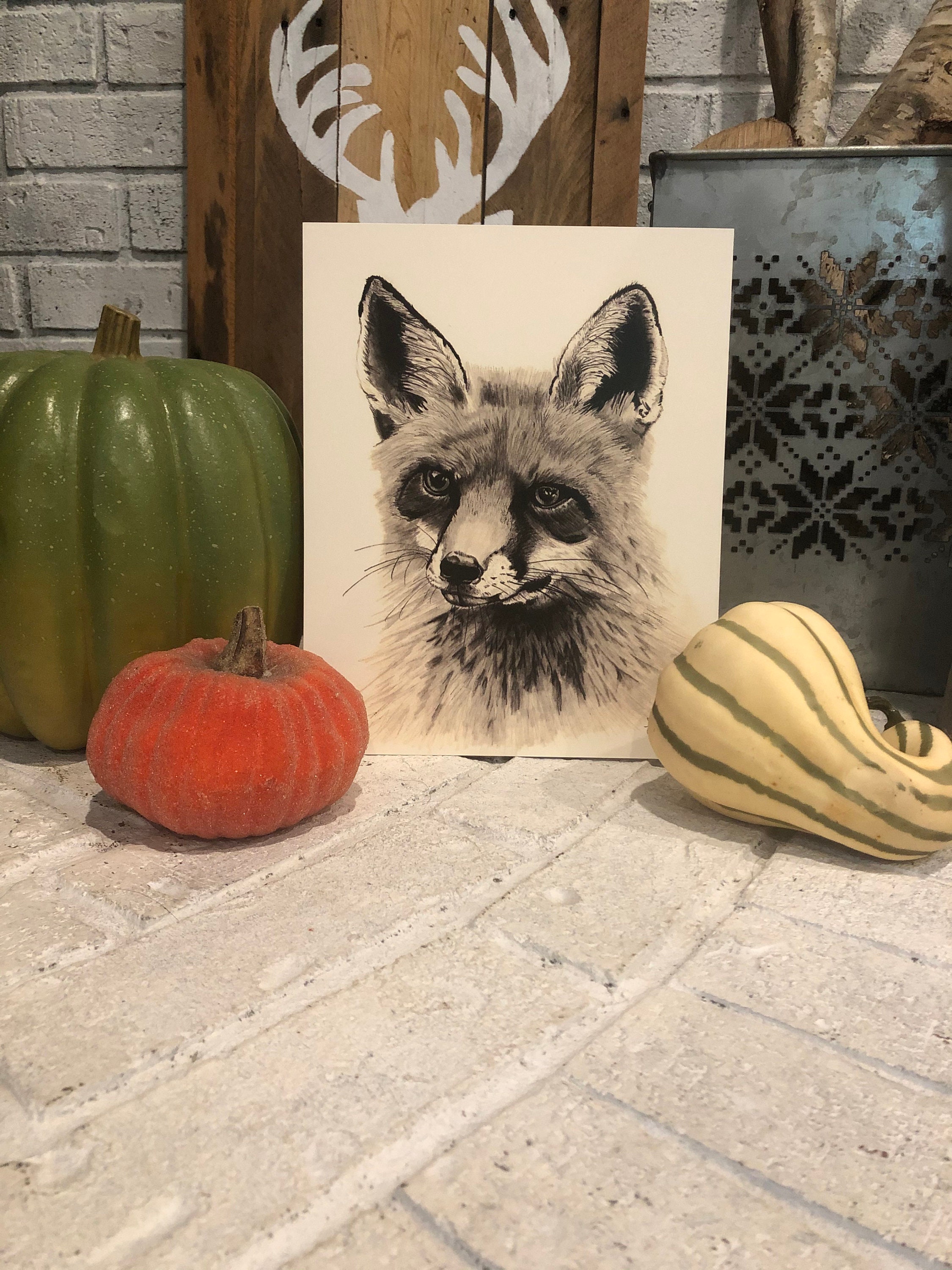 Fox Portrait/Fox Art Print/Curious Fox Gazing - Etsy España