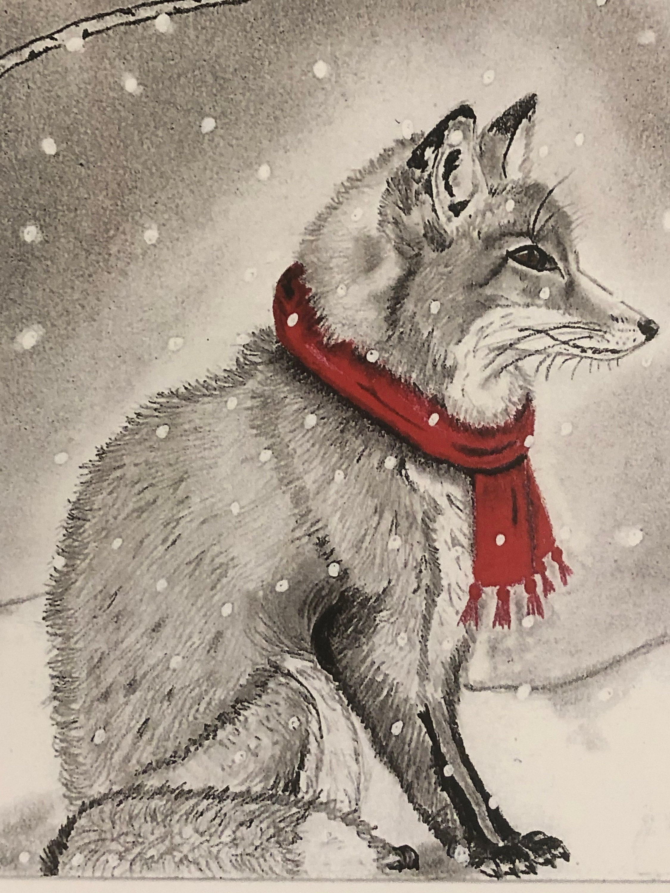 Fox in the Snow Wearing A Red Scarf/snowy Fox/winter Scene/christmas ...
