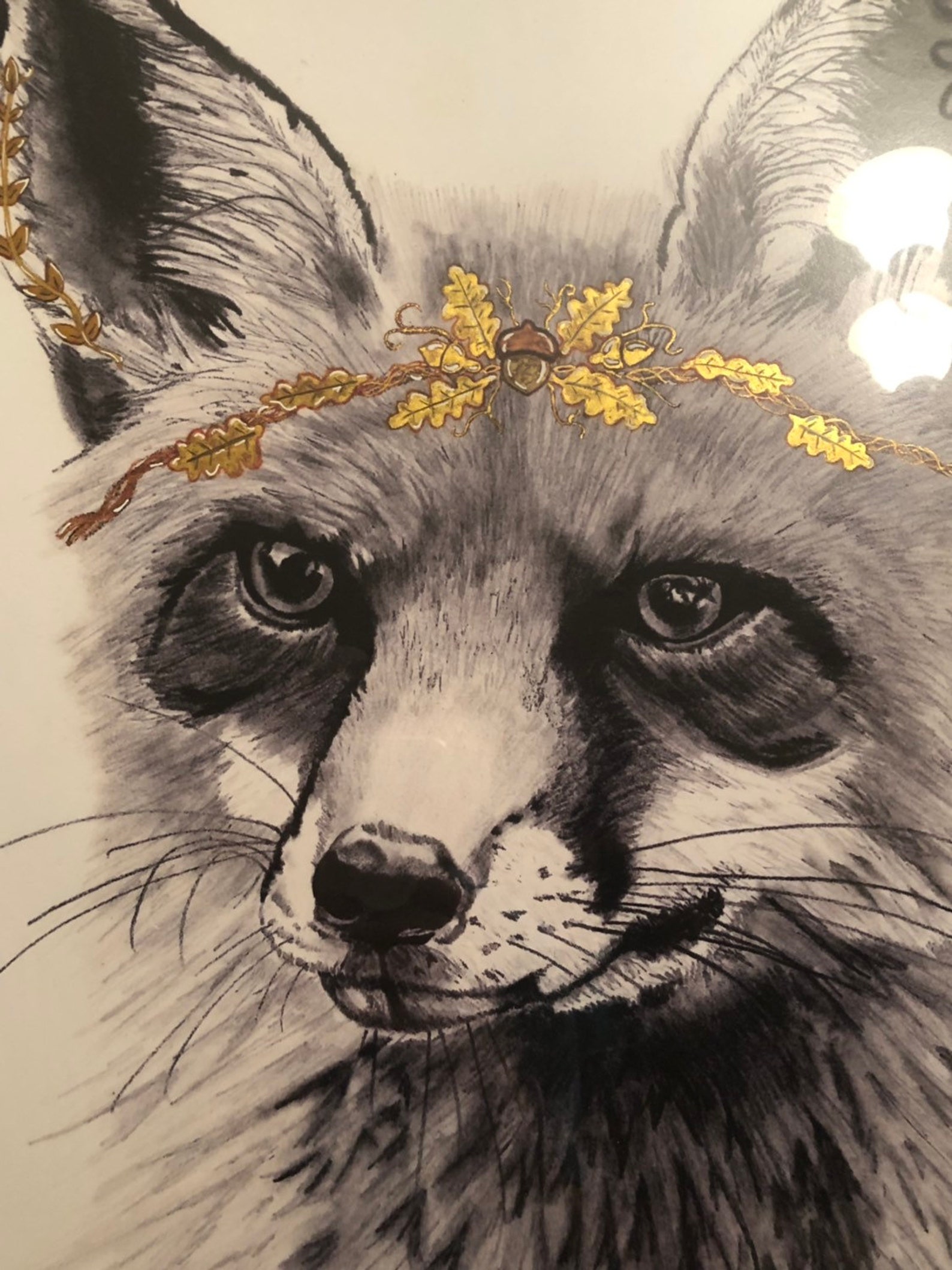 Fox Queen of Autumn/fox Artwork/acorn and Leaves Crown/autumn - Etsy