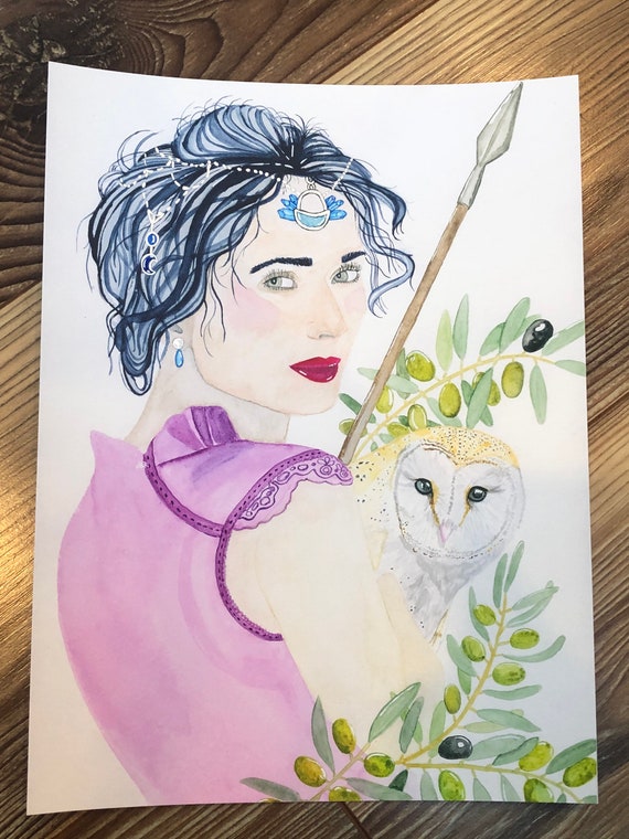 Athena art print/Goddess of wisdom/Goddess print/Athena | Etsy
