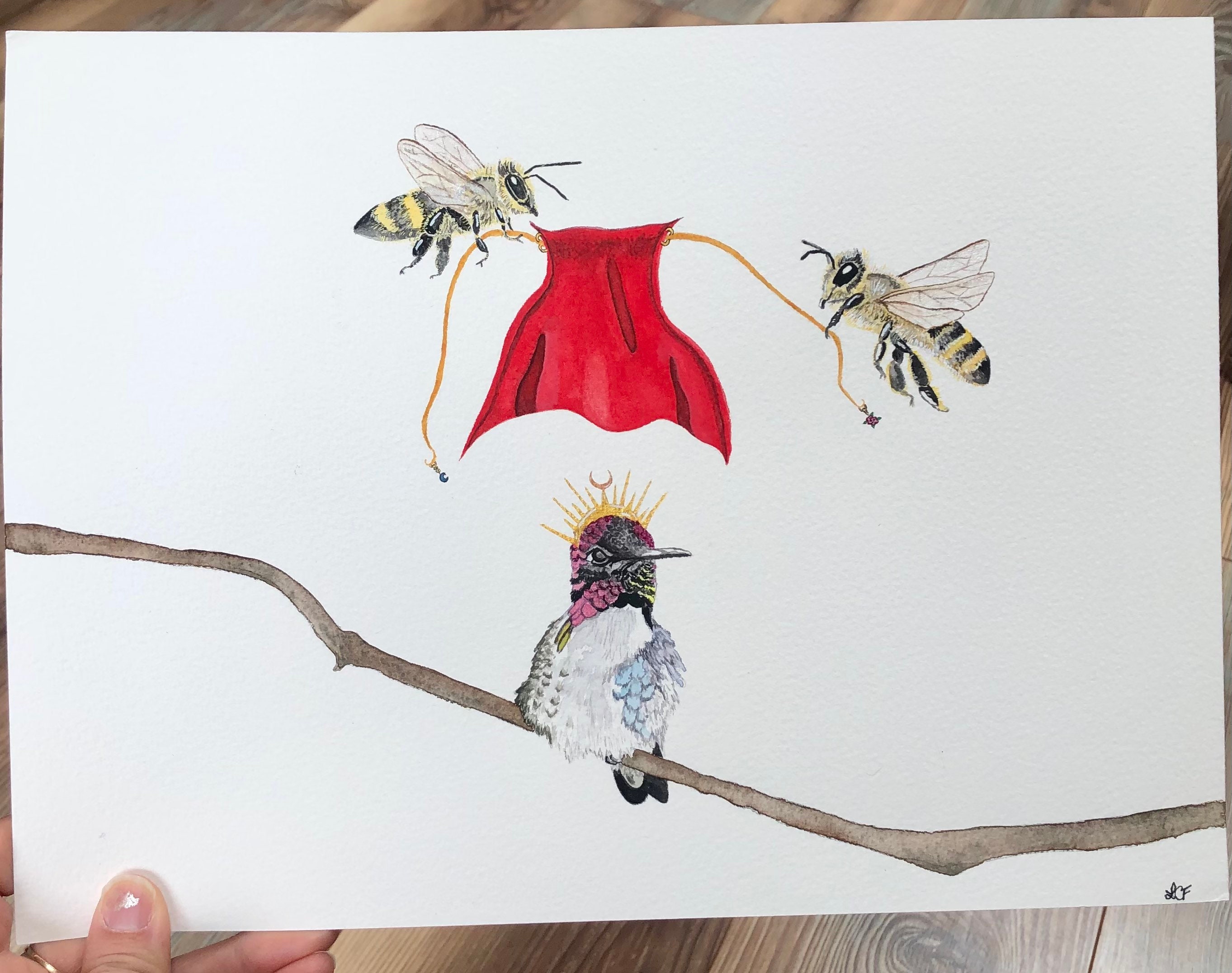 Hummingbird and Bees Print/To The Queen/Hummingbird - Etsy.de