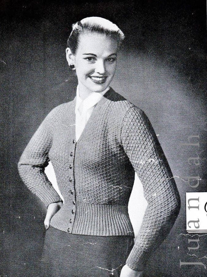 7 X Vintage Knitting Patterns, 1950s Fashion, Women's Knits, Bombshell ...
