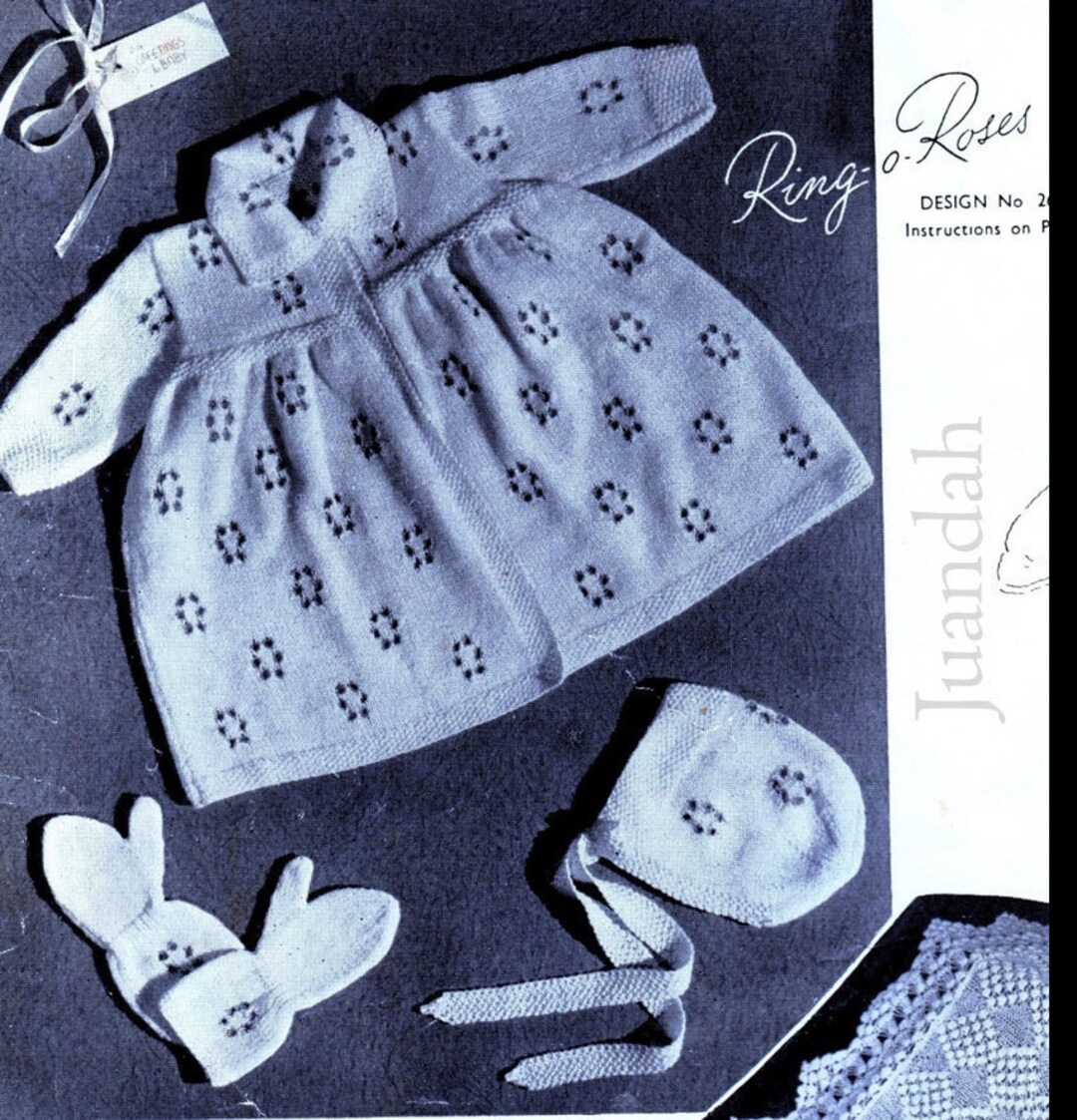 Book of 7 Vintage Baby Knitting Patterns, 1940s PDF Patterns, Matinee ...