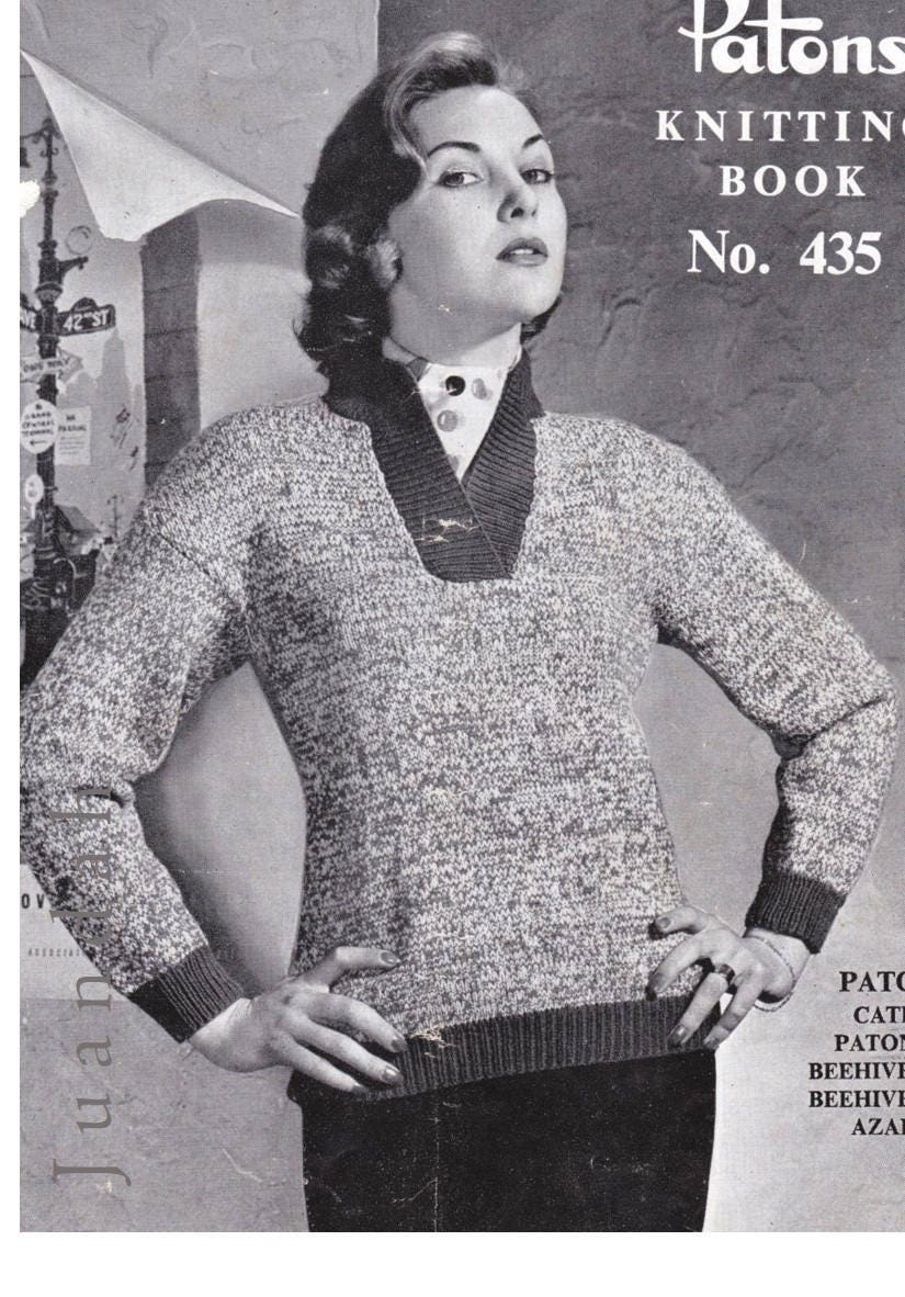 7 X Retro Knitting Patterns, 1950s Fashion, Women's Knits, Wiggle Swing ...