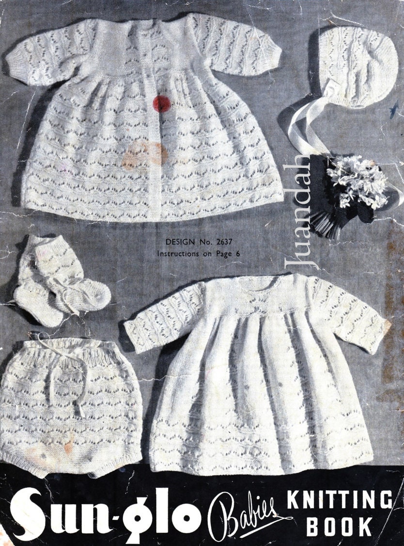 Book of 7 Vintage Baby Knitting Patterns, 1940s PDF Patterns, Matinee ...