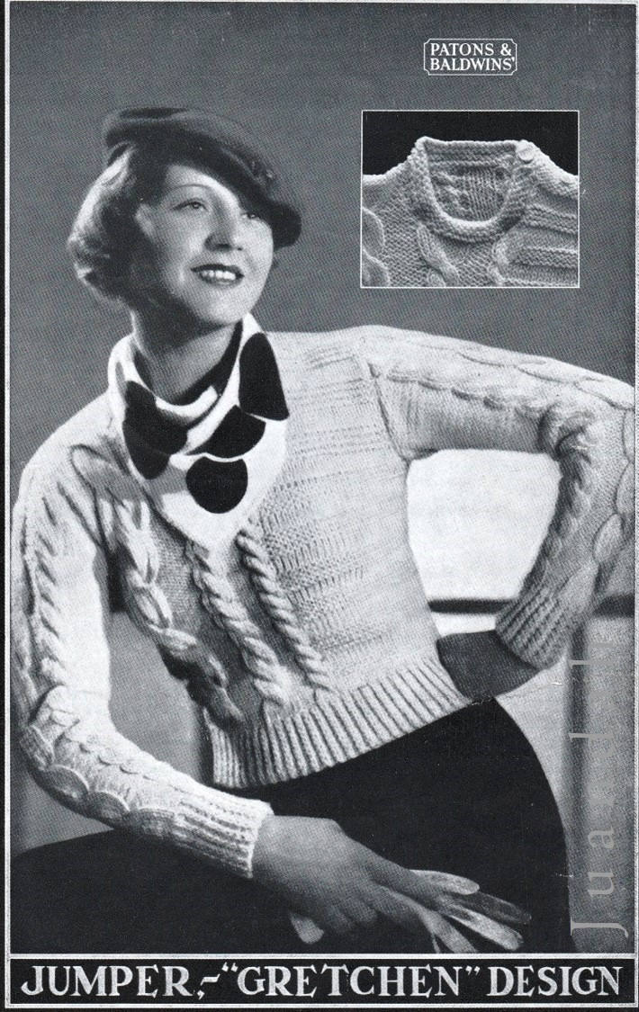 Antique Knitting Patterns in PDF, 10 X Elegant 1930s Designs, Jumpers ...