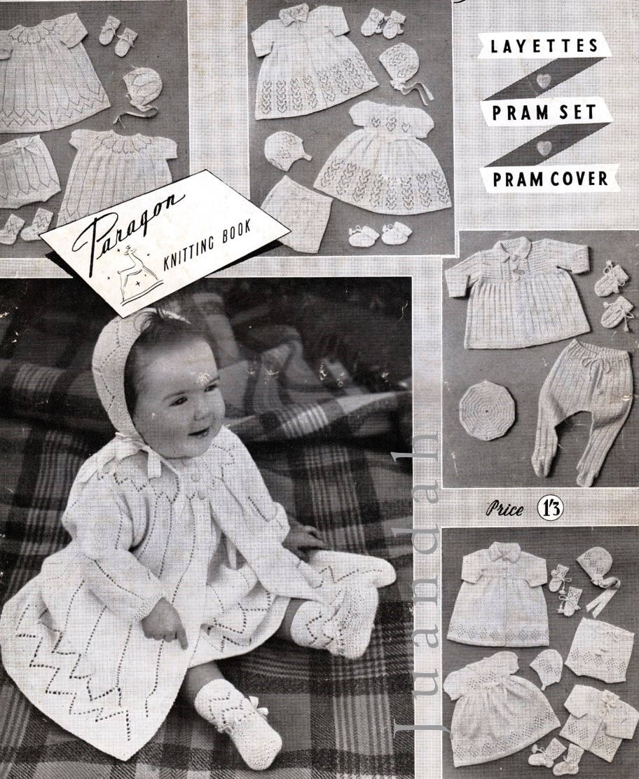 Book of Layette Patterns, 1950s Designs, 3 Layettes, Pram Cover, Pram ...