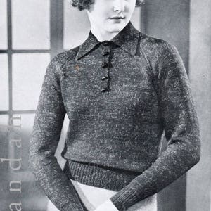 Antique Knitting Patterns in PDF, 10 X Elegant 1930s Designs, Jumpers ...