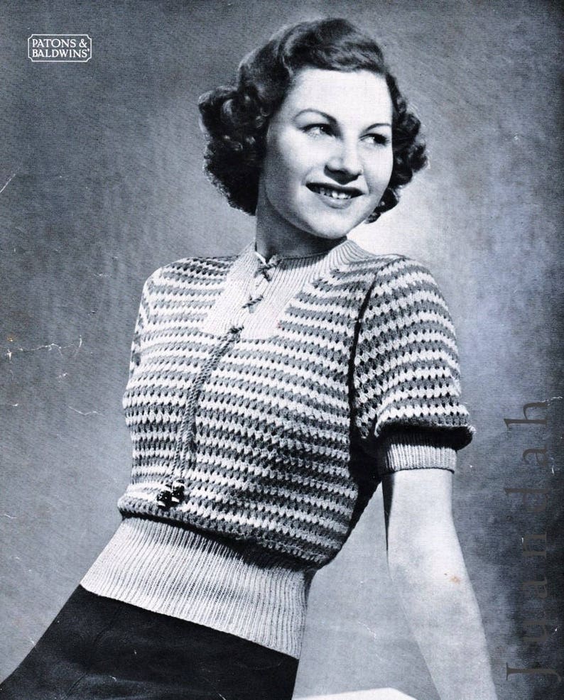 Antique knitting patterns 11 elegant 1930s PDF designs | Etsy