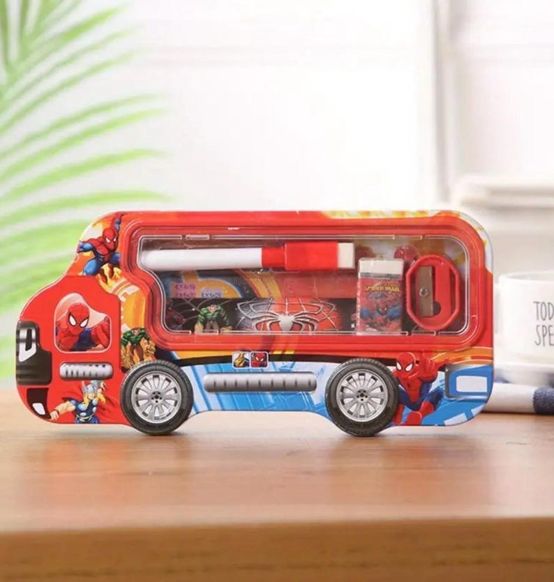 Cute Cartoon Bus Pencil Case Complete Stationery Set for Kids Ideal for ...