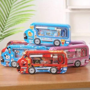 Cute Cartoon Bus Pencil Case Complete Stationery Set for Kids Ideal for ...