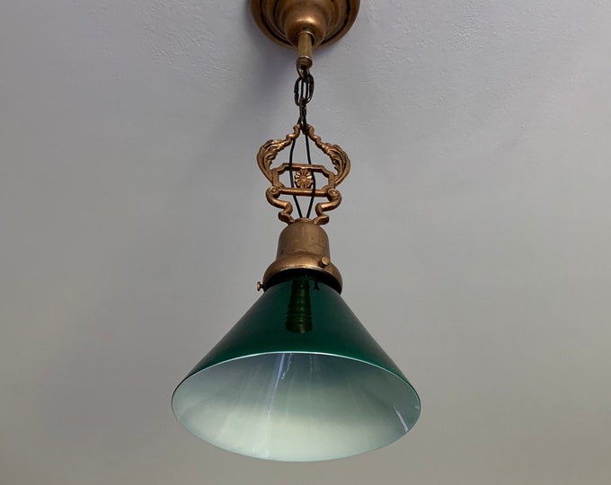 Hanging Vintage/antique Green Parlor Chandelier, 1930/40 Single Bulb ...