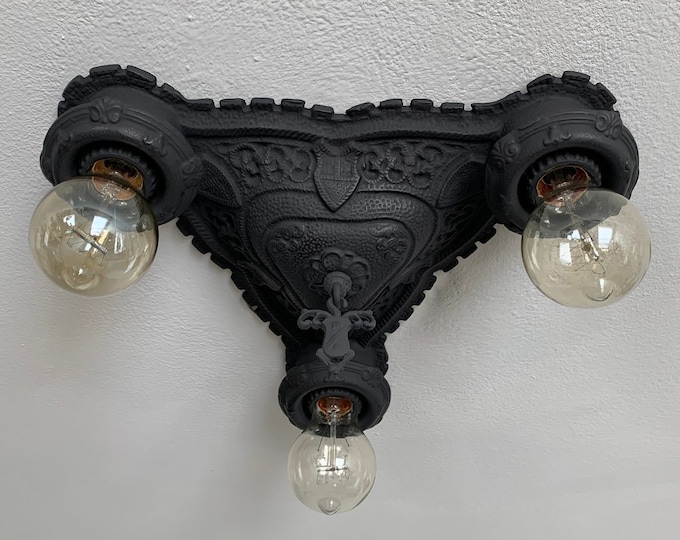 Flush Mount Heavy Cast Iron Ceiling Light, 1920's Art Deco, Spanish ...