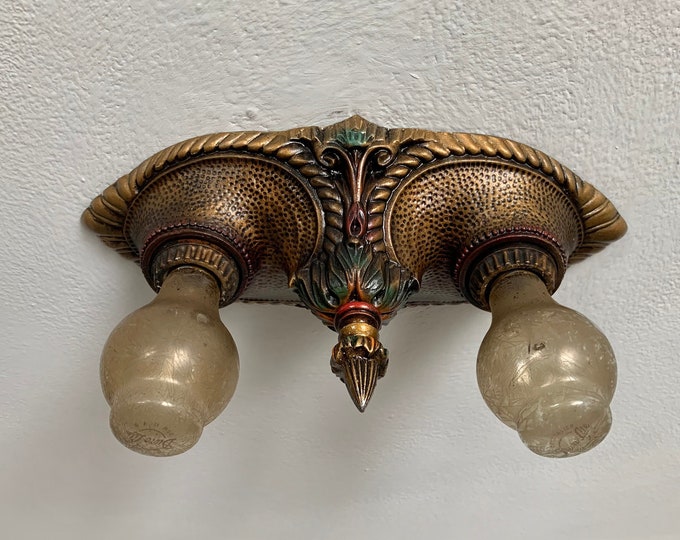 Flush Mount Cast Iron Ceiling Light, 1920's Art Deco, Original Multi ...