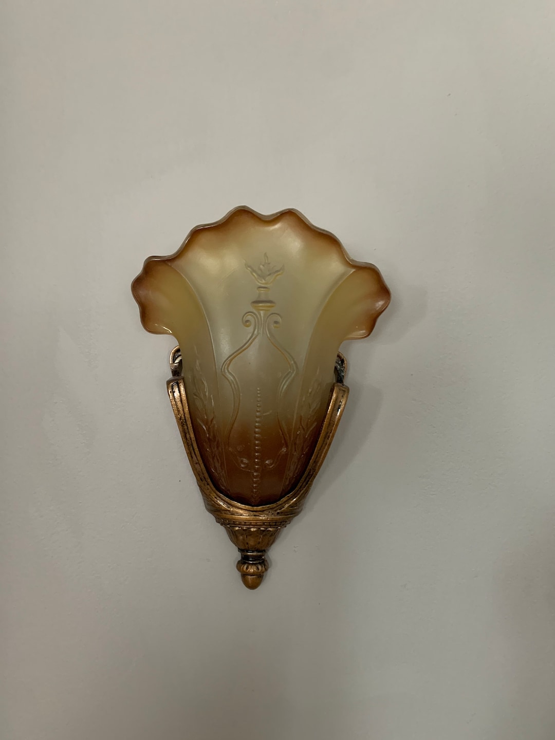 Slip Shade Wall Sconce With Two-tone Glass Shades, 1910's, Restored ...