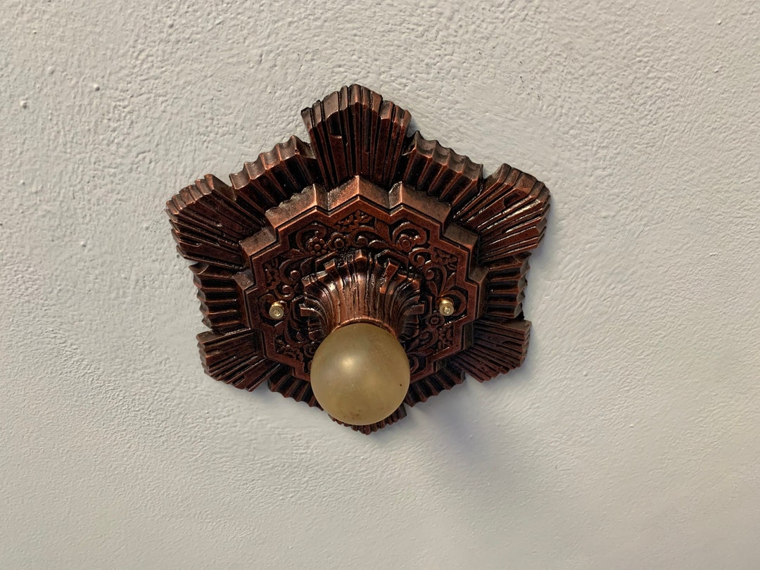 Flush Mount Single Bulb Ceiling Light Fixture 1910's Cast - Etsy