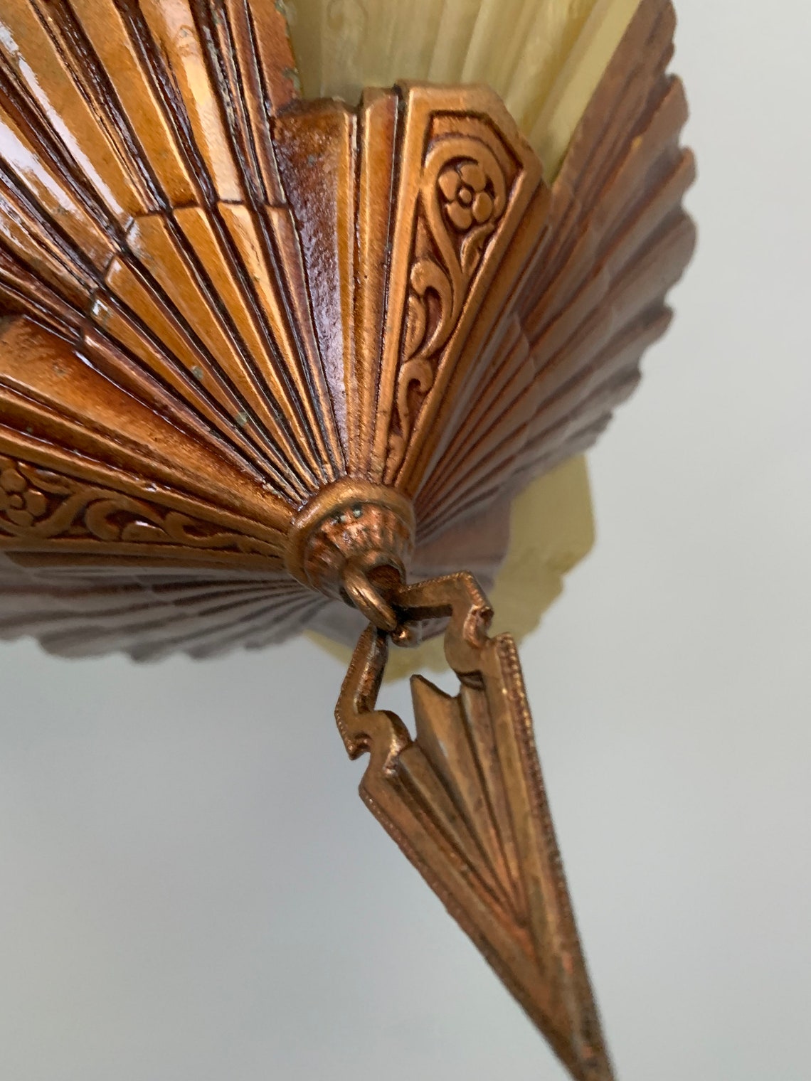 1910s Antique 3 Light Slip Shade Chandelier. Semi-flush - Etsy