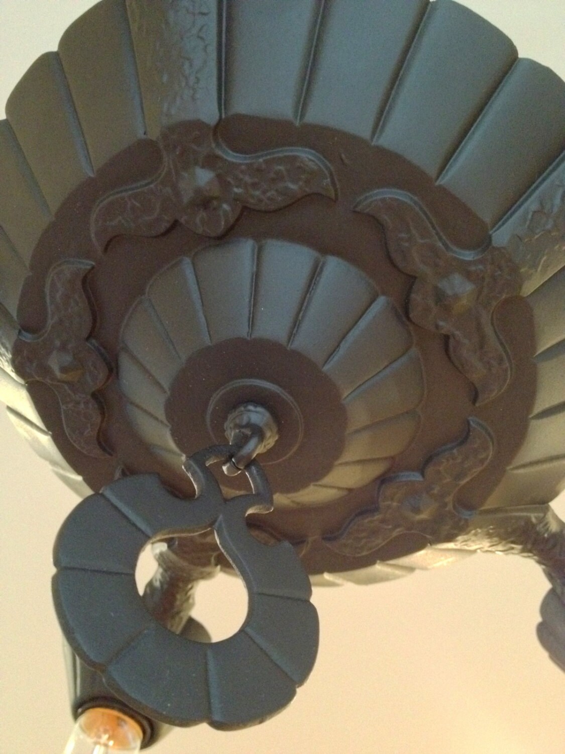 Antique Deco 5 Light Hanging Ceiling Fixture, Cast Iron, 1920's ...