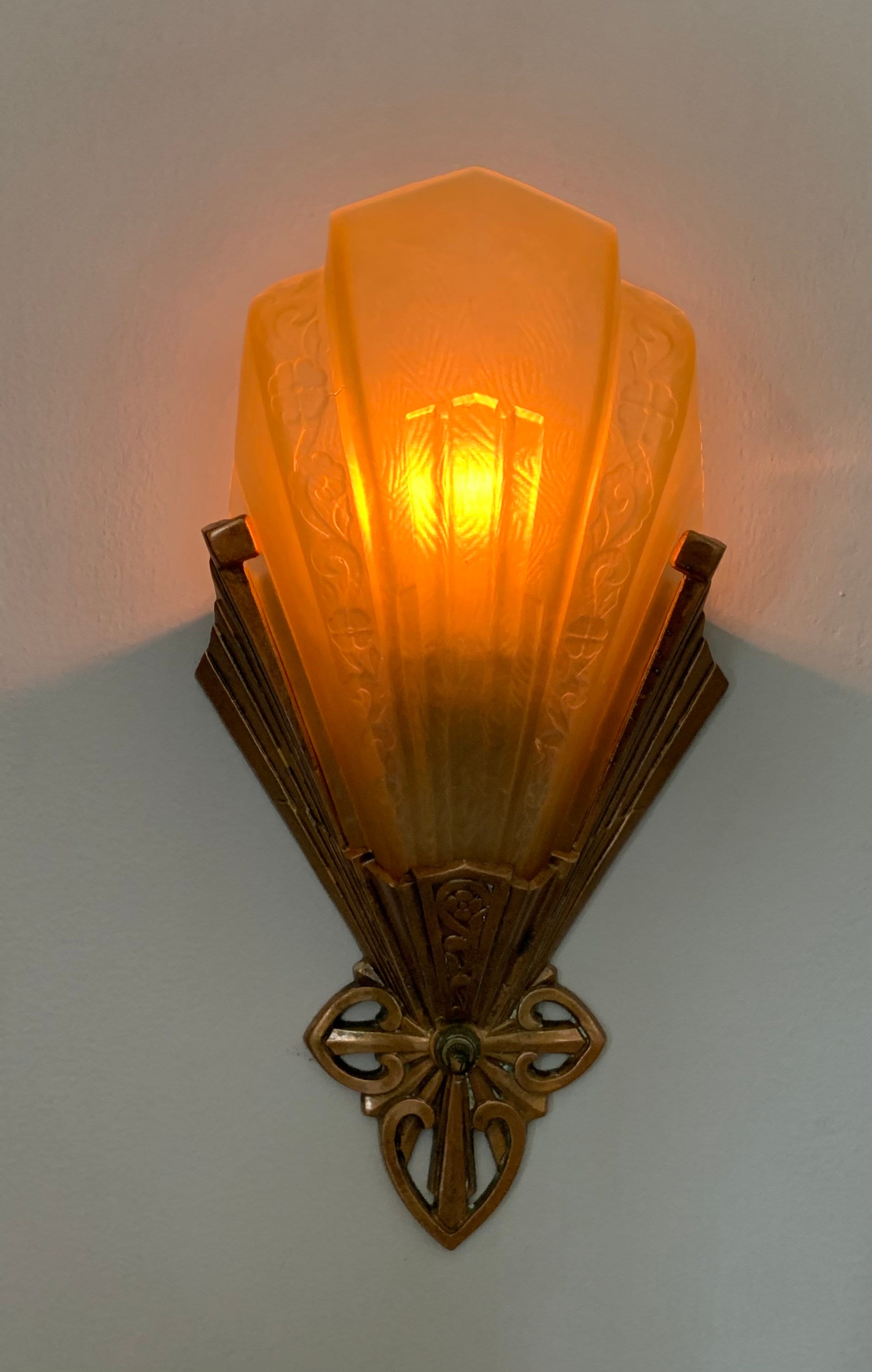 1910s Antique Slip Shade Wall Sconce, Single Bulb with On/Off Turn ...