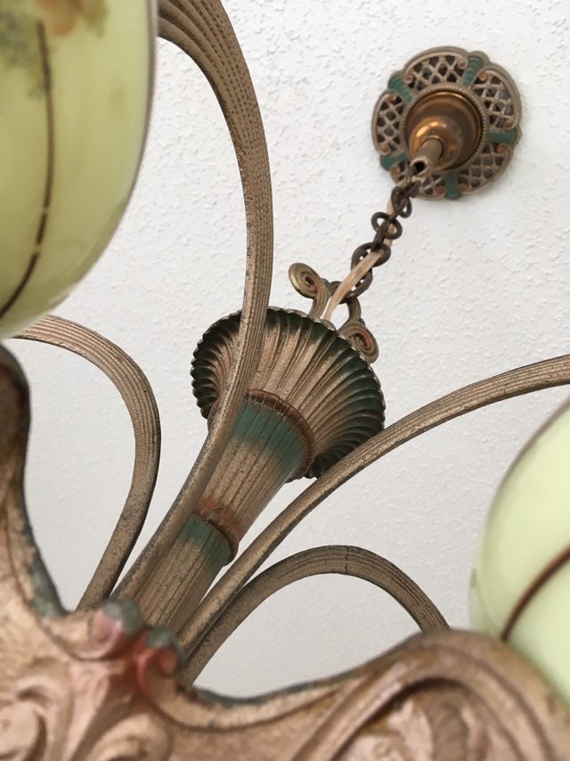 Antique Lighting Hanging Gill Glass Slip Shade Chandelier Ceiling ...