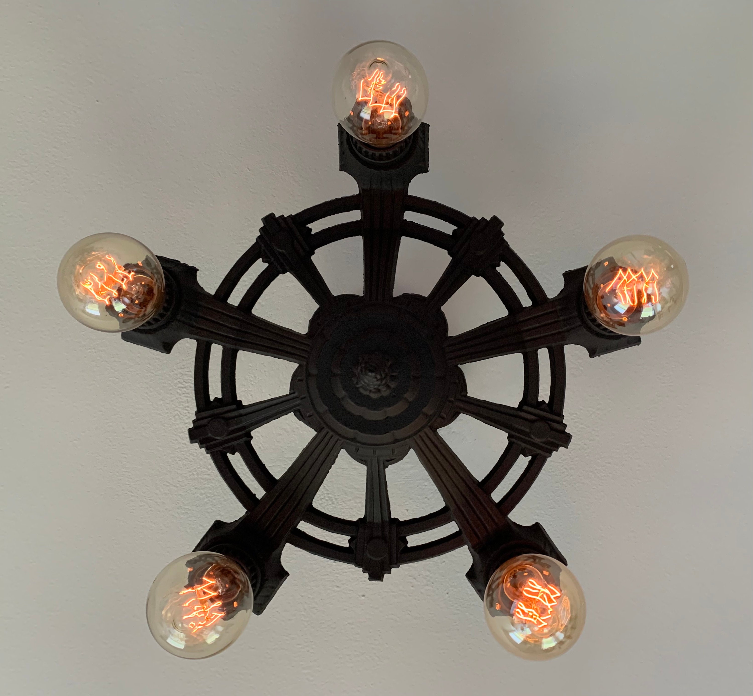 Semi Flush Mount Cast Iron Ceiling Light, 1920's Art Deco, Charcoal ...