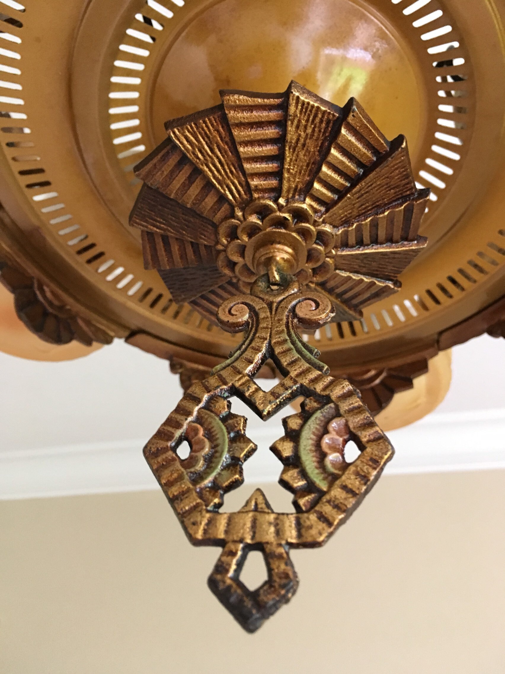 Antique Lighting Slip Shade Chandelier Ceiling Fixture, Art Nouveau ...