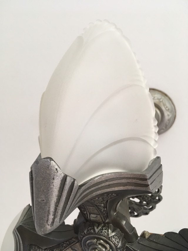 Batwing Slip Shade Hanging Chandelier, 1920's 3 Light Ceiling Fixture ...