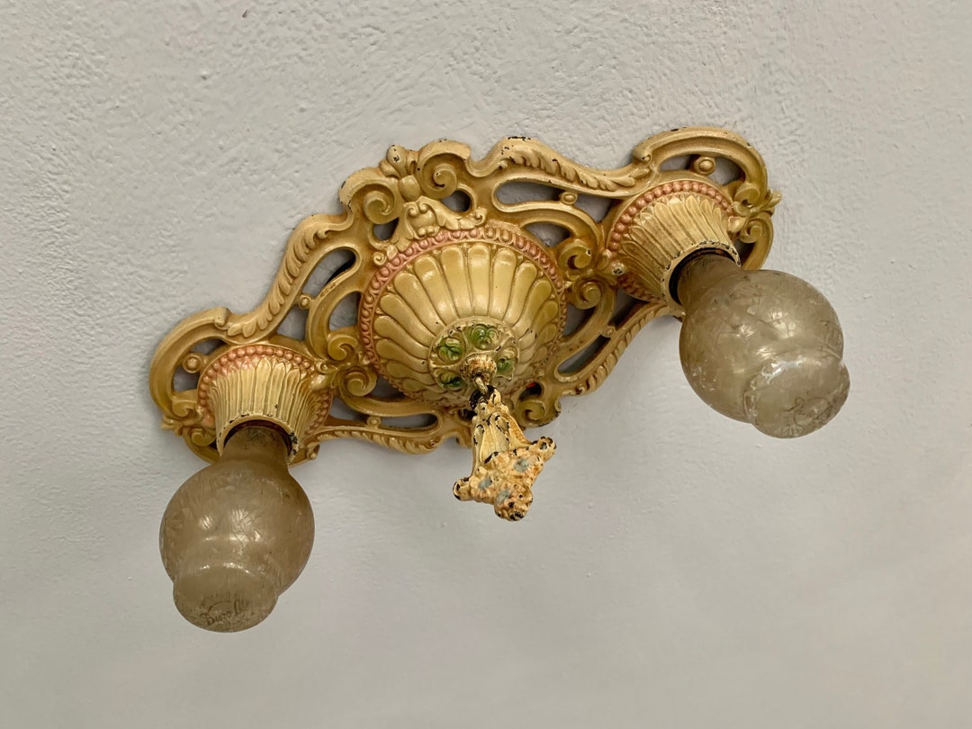Farmhouse Flush-mount Antique Light Fixture 1920's Cast - Etsy