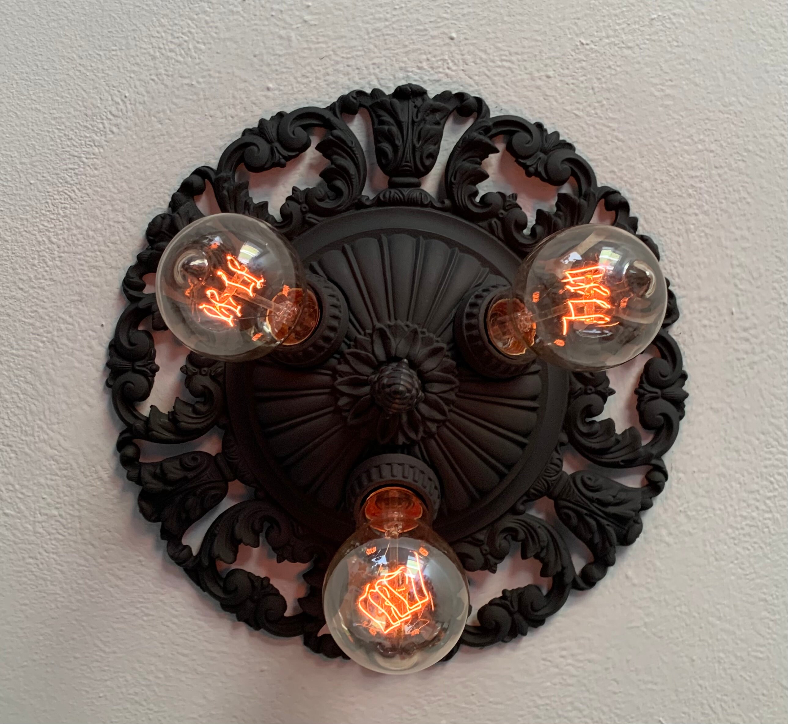 Farmhouse Flush Mount Bulb-Thru-Base Ceiling Light Fixture, Refinished ...