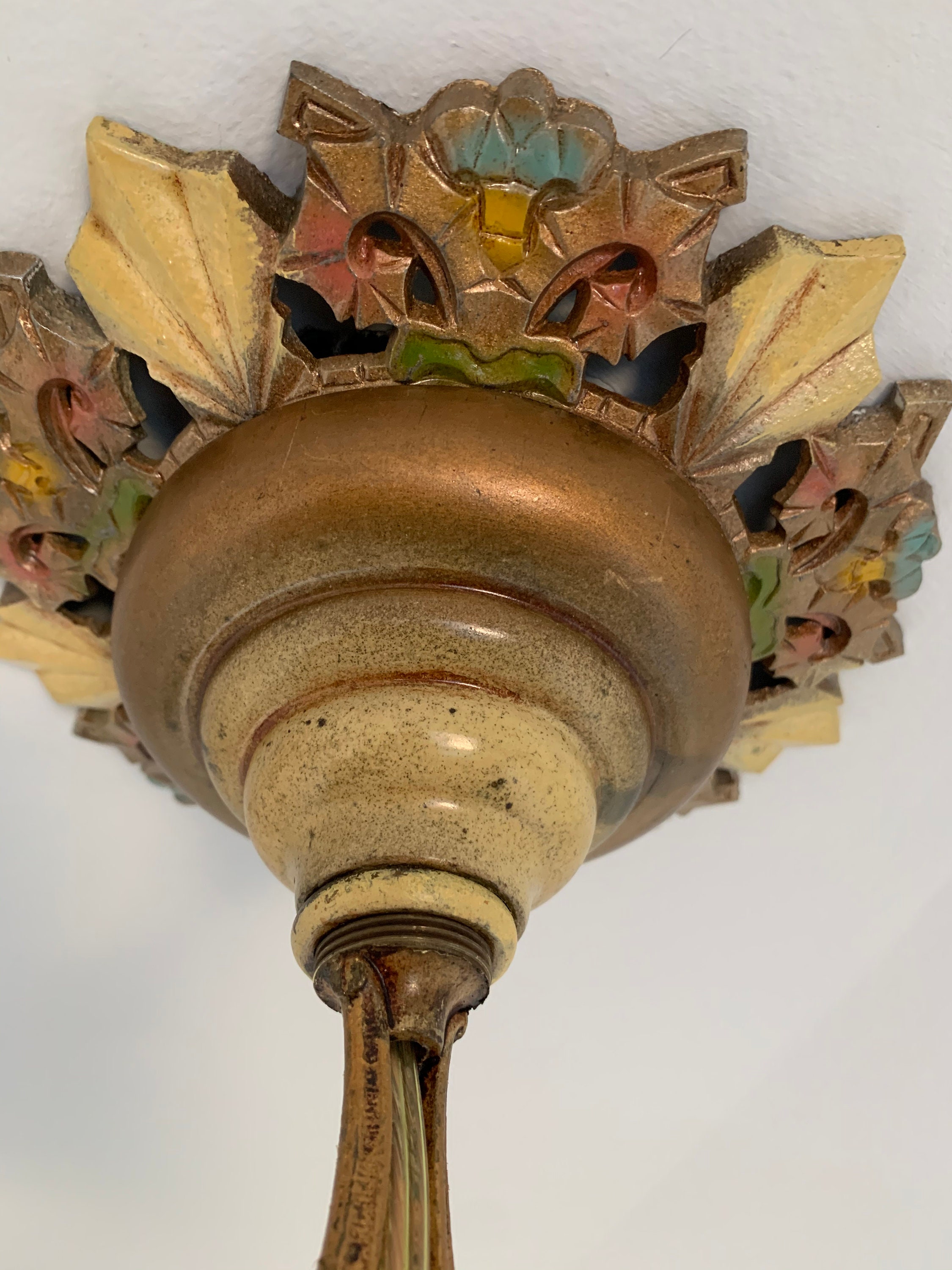 1905/07 Batwing Slip Shade Chandelier, Hanging 5 Light, Retouched ...