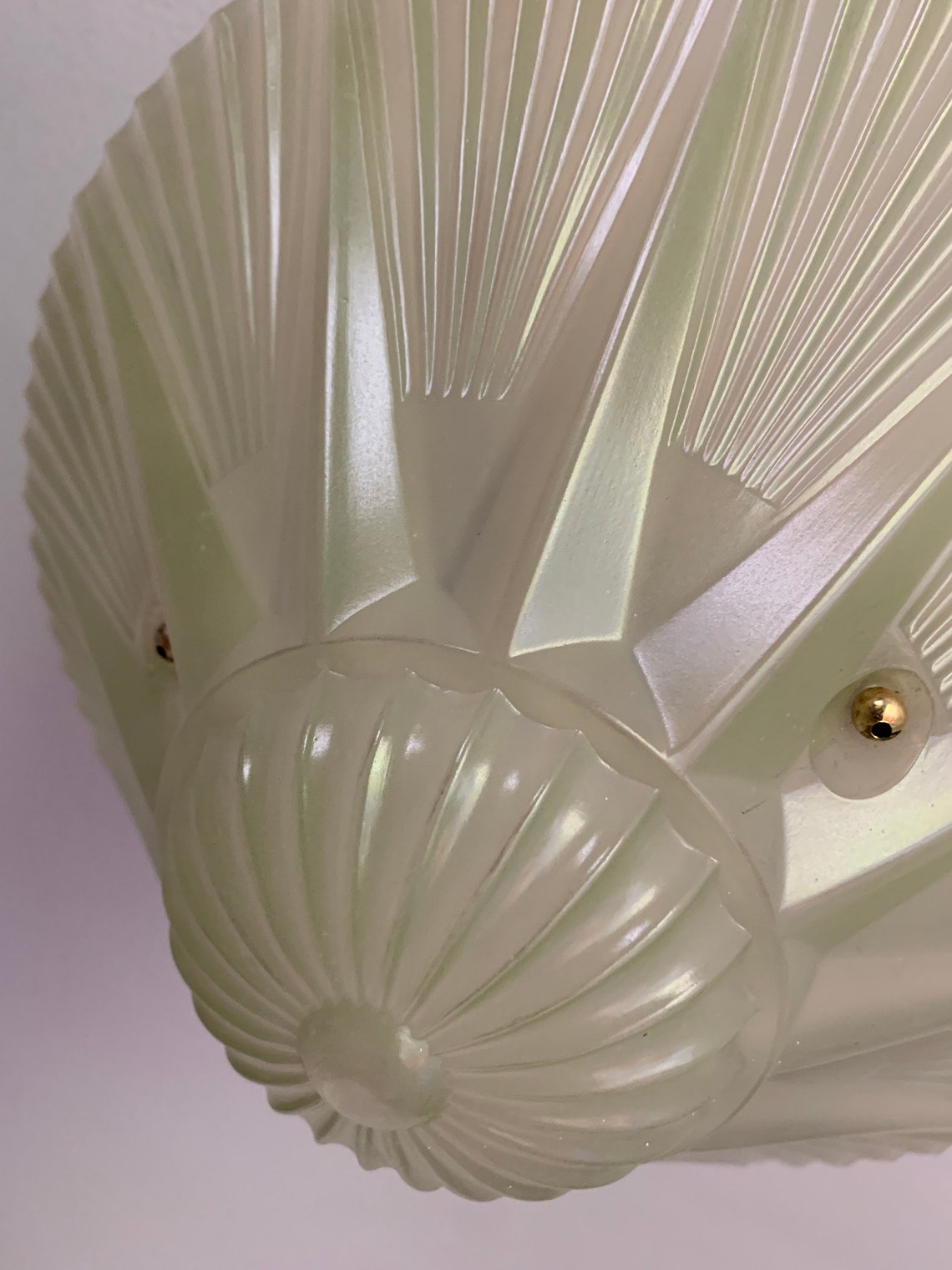 Antique 3 Chain Semi Flush Ceiling Light 1930's Green Art - Etsy