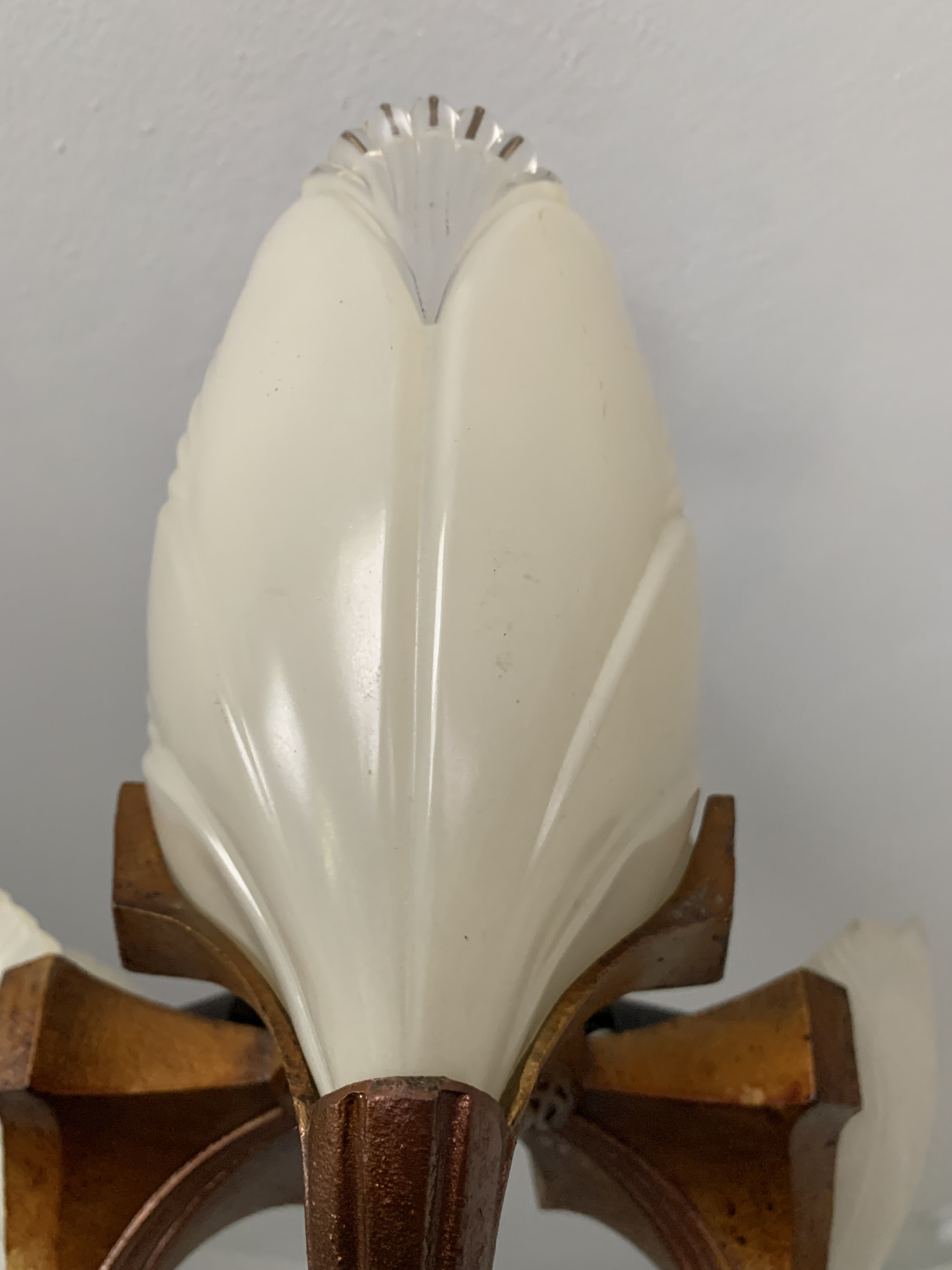 Batwing Slip Shade Hanging Chandelier, 1910's 3 Light Ceiling Fixture ...