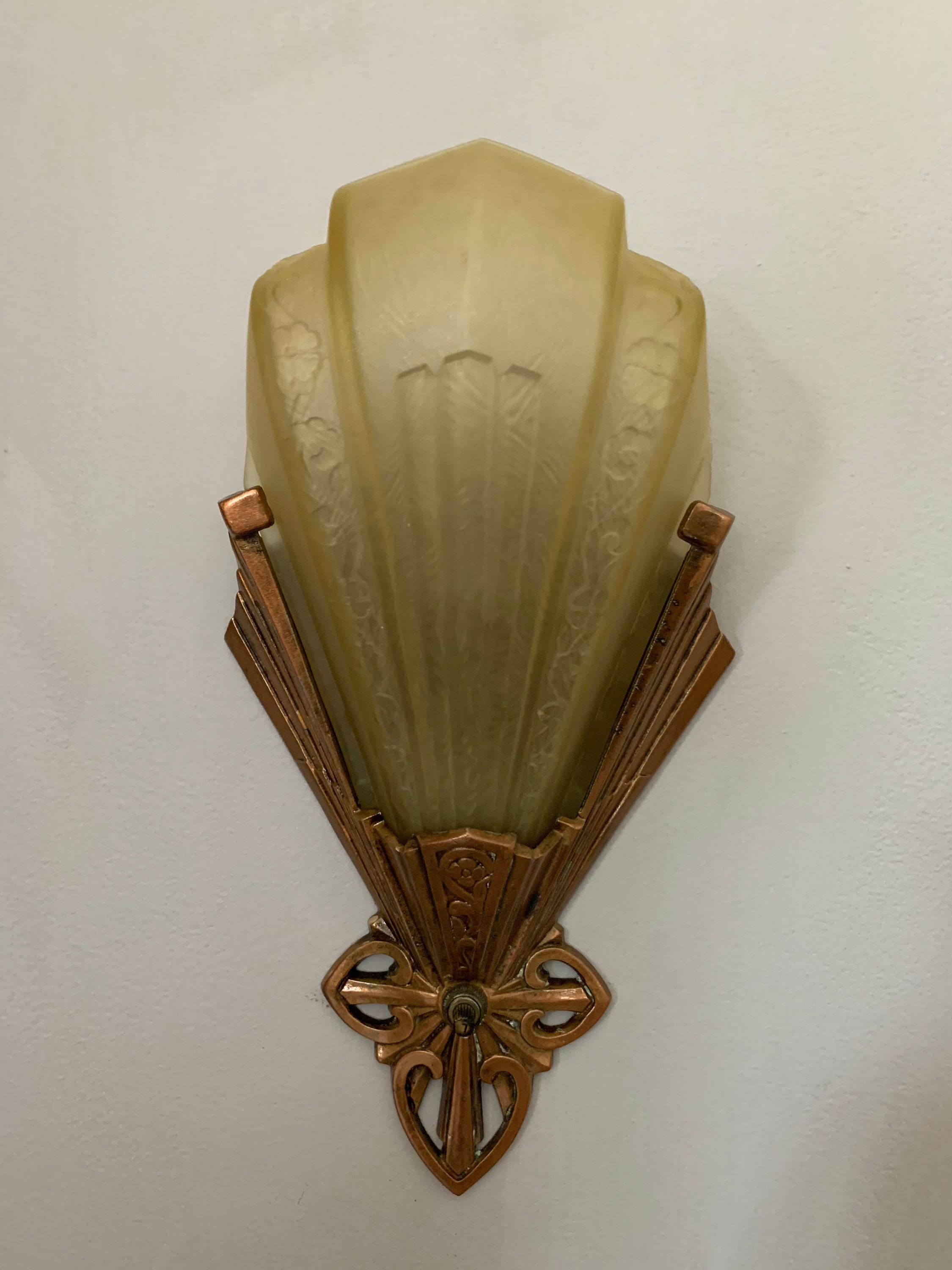 1910s Antique Slip Shade Wall Sconce, Single Bulb with On/Off Turn ...