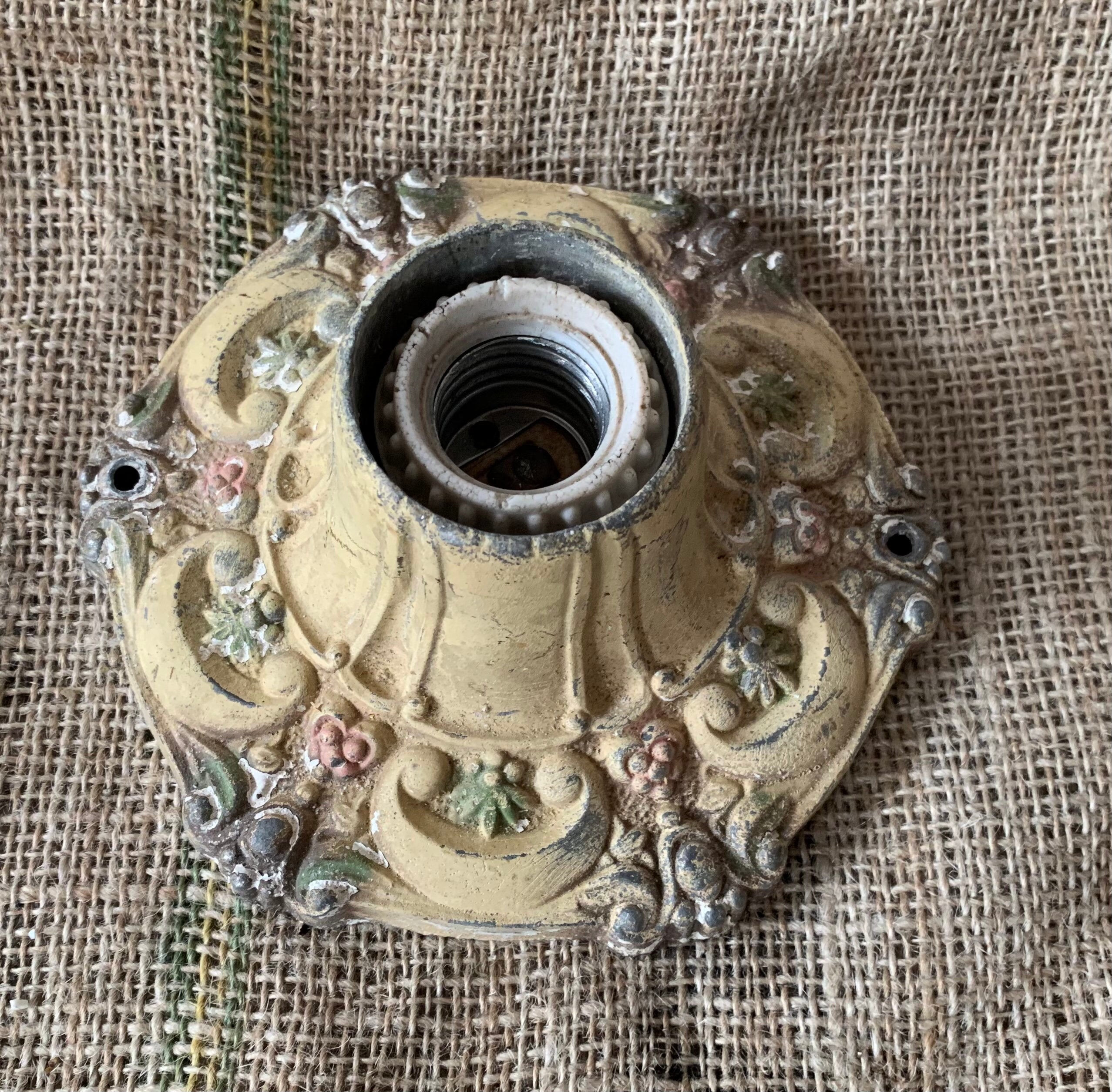 Antique Single Bulb Flush Mount Ceiling Fixture, Custom Restoration ...