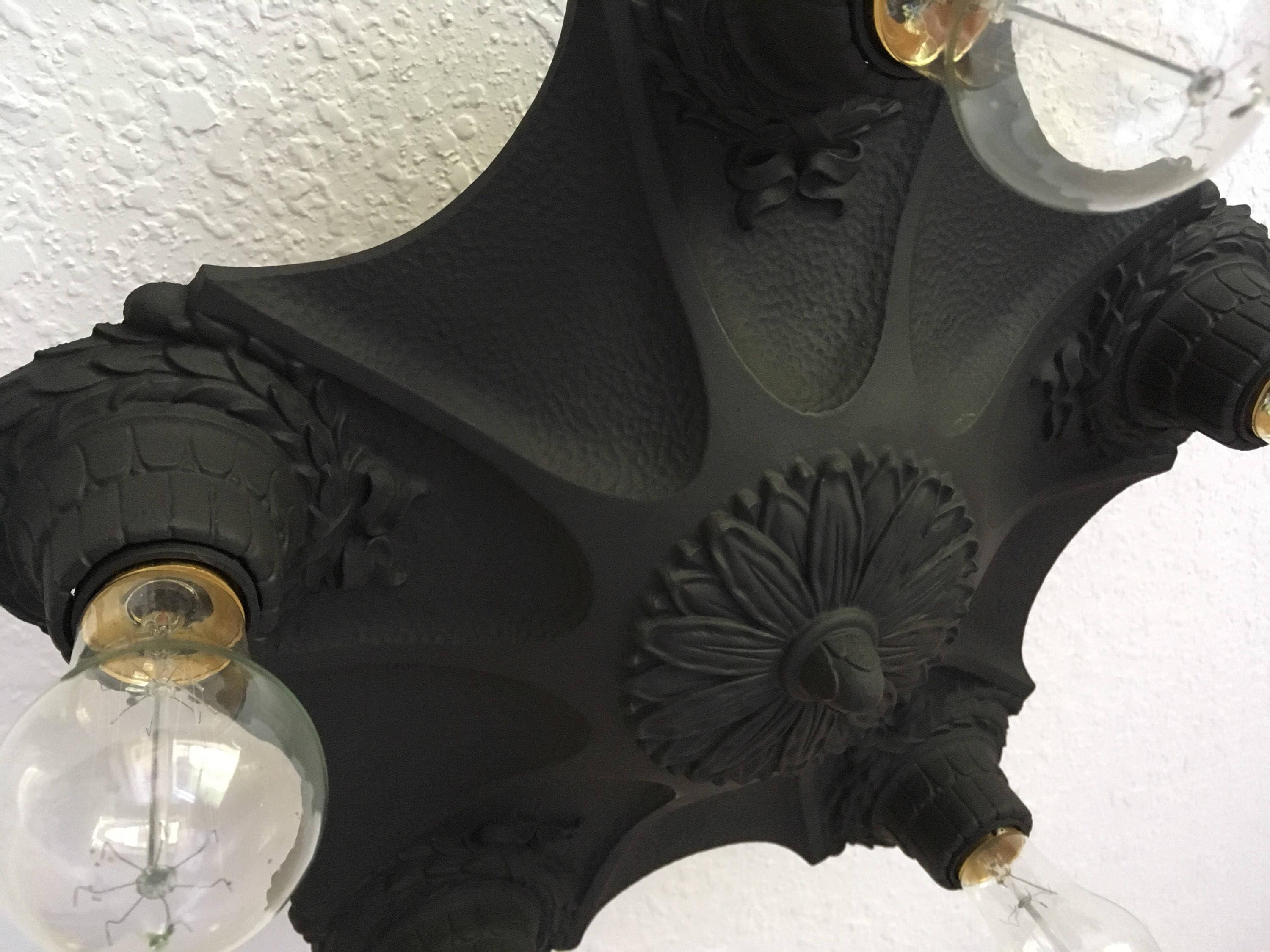 Antique Semi Flush Mount Cast Iron Ceiling Light, 1920's Art Deco ...