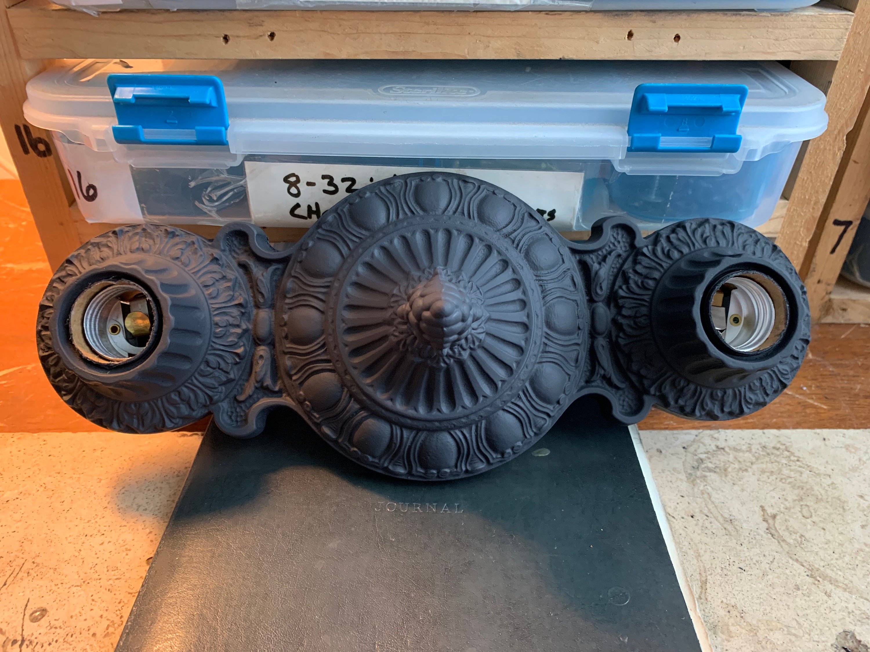 Flush Mount Heavy Cast Iron Ceiling Light, 1920's Art Deco, Charcoal ...