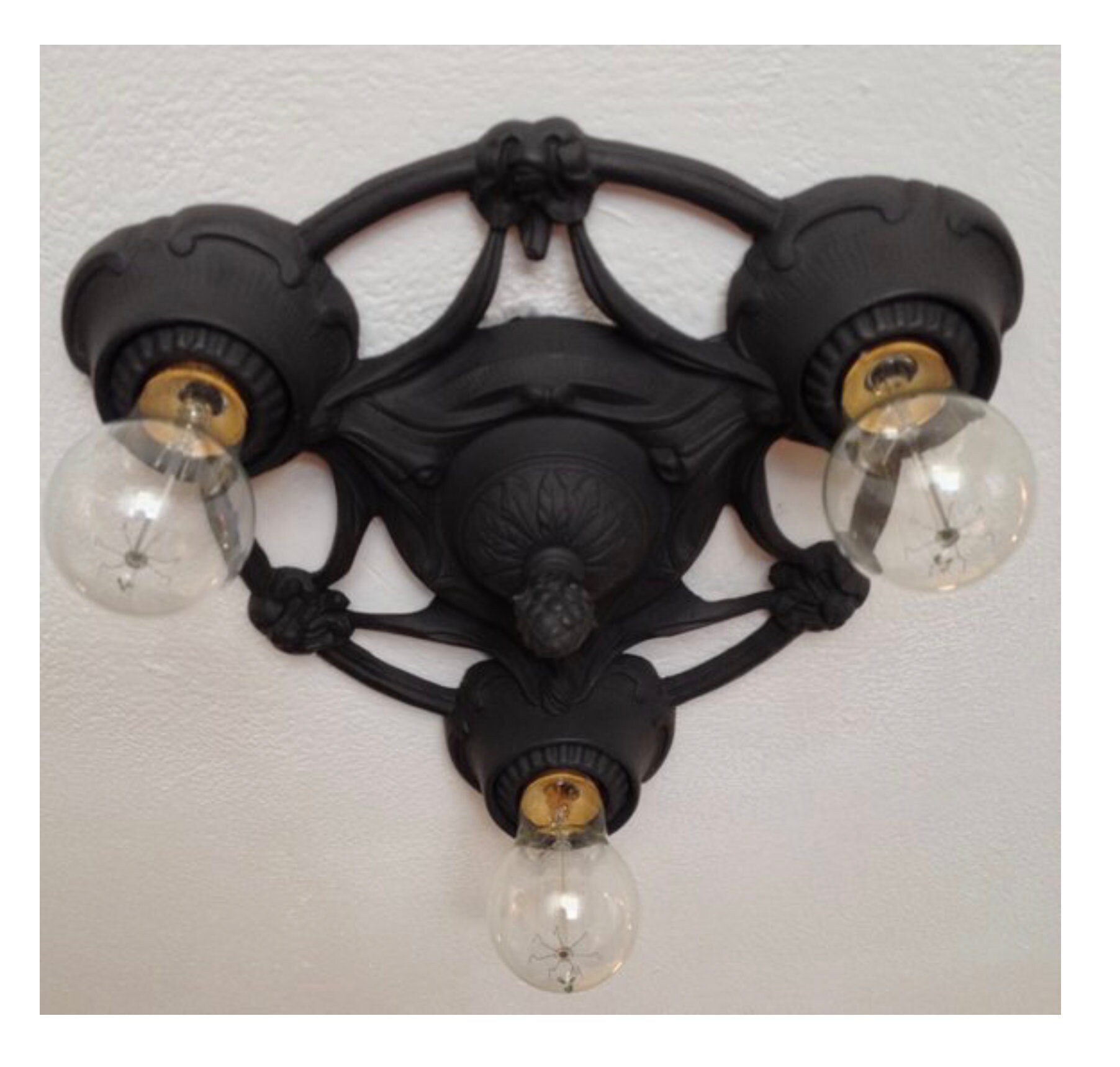 Farmhouse Flush Mount Heavy Cast Iron Ceiling Light, 1910's Merkel ...
