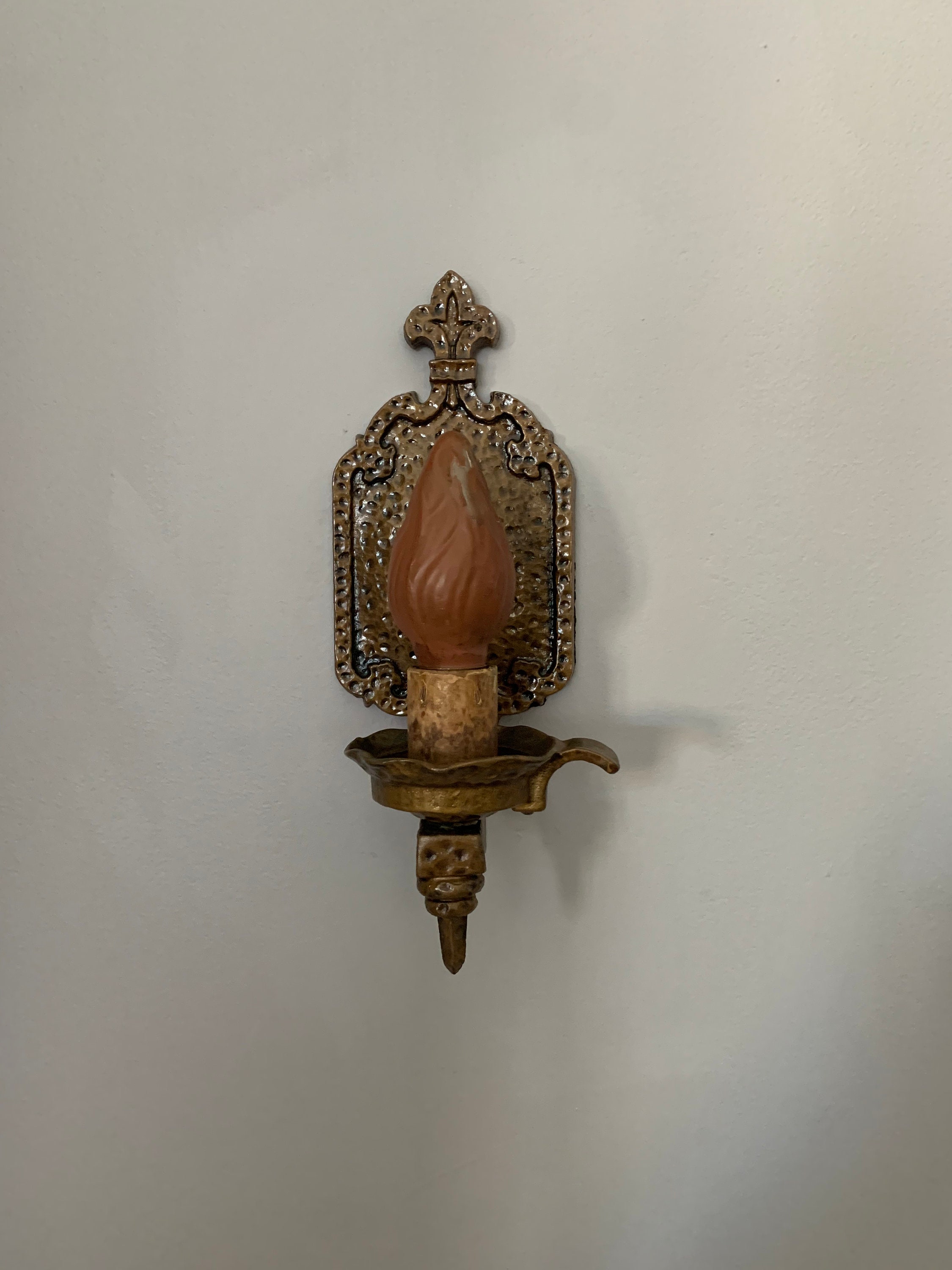 1905/07 Wall Sconce, Antique Cast Iron with Carrying Candle Handle ...