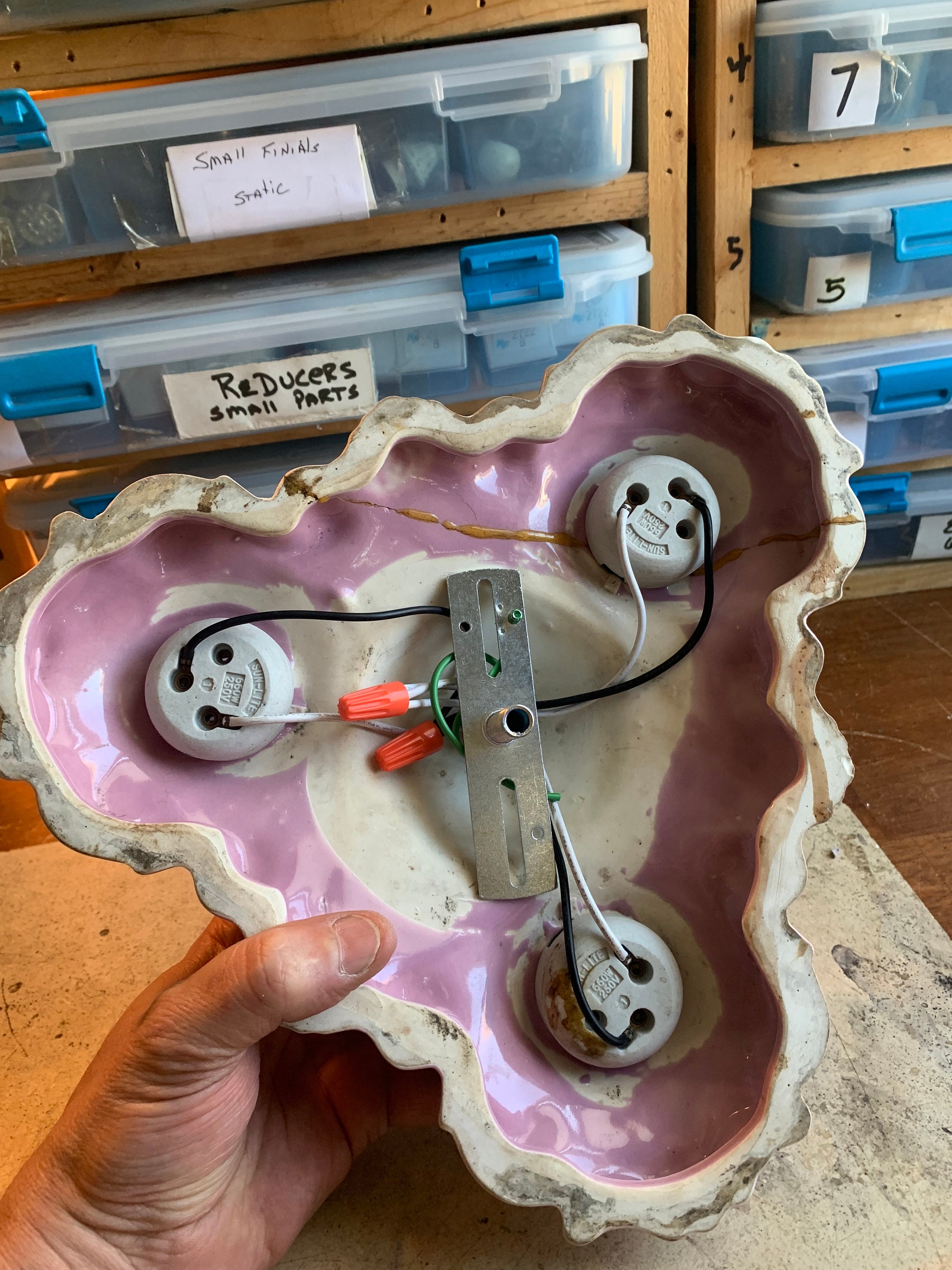 Antique Porcelain (Durock) Ceiling Fixture, Lavender Lilac Pink, 1920's ...