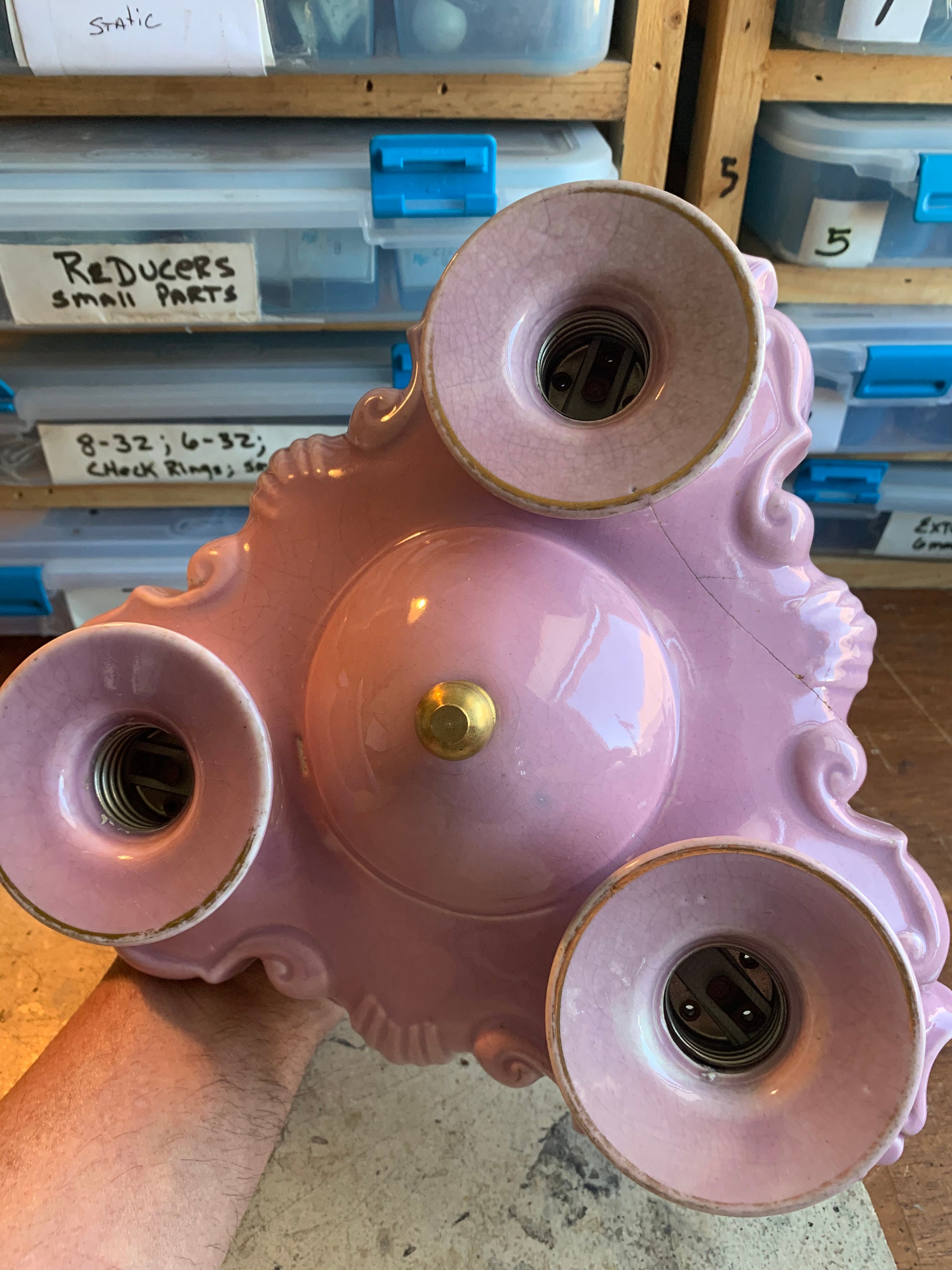 Antique Porcelain (Durock) Ceiling Fixture, Lavender Lilac Pink, 1920's ...