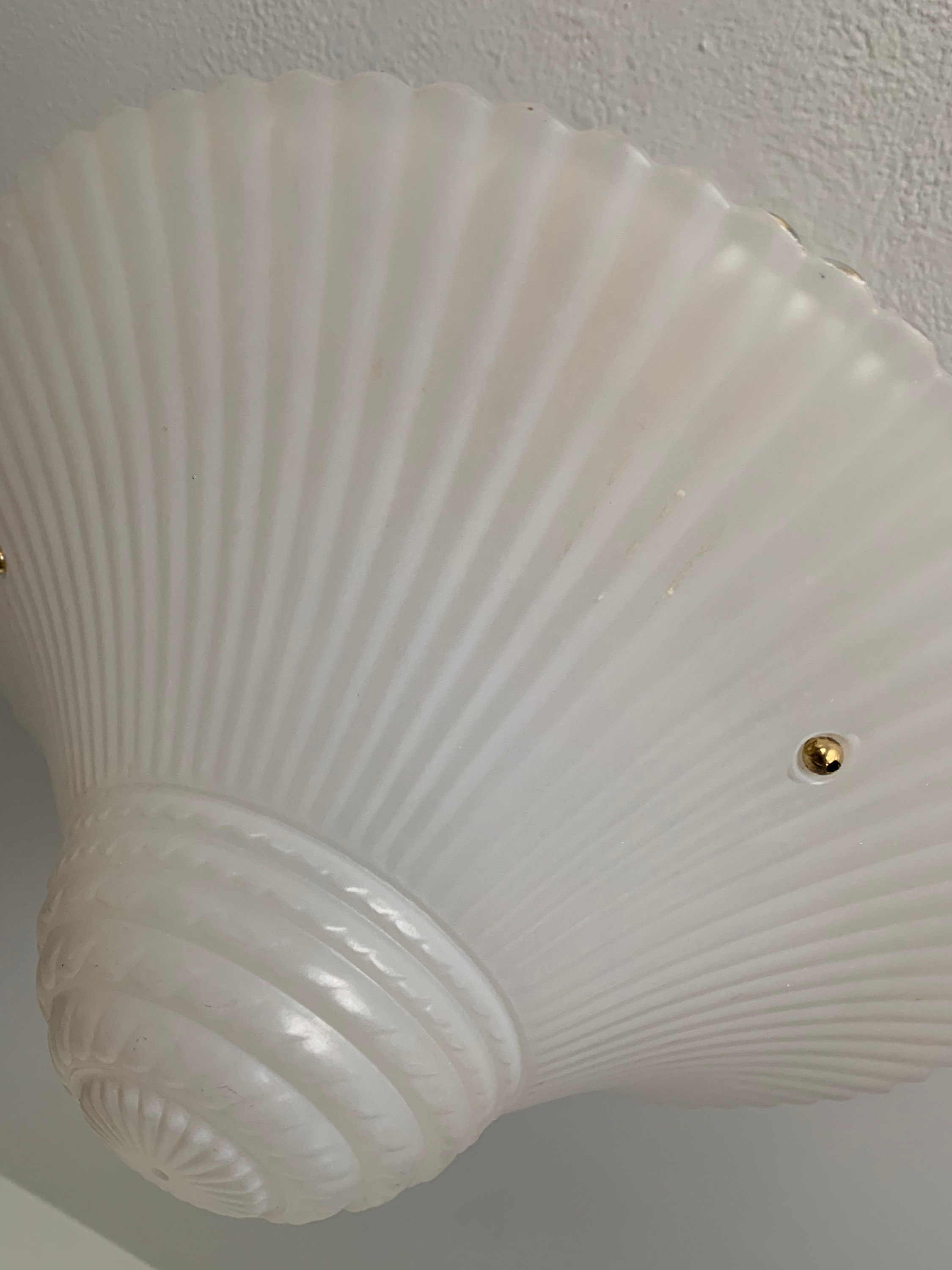 3 Chain Semi Flush Ceiling Light, 1930's White Art Deco, Rewired and ...