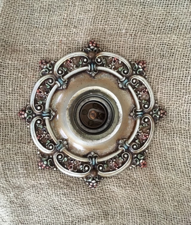 Antique Flush Mount Ceiling Light Fixture, 1910's Single Bulb, Original ...